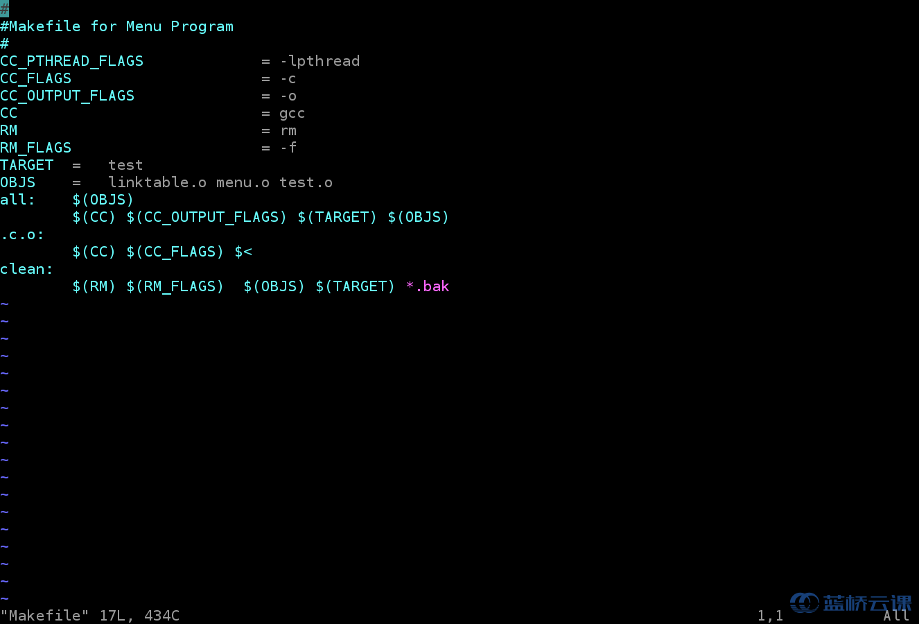 实验七：将menu设计为可重用的子系统 - 蓝桥云课