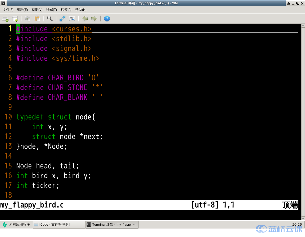 C 语言版 flappy_bird - 蓝桥云课